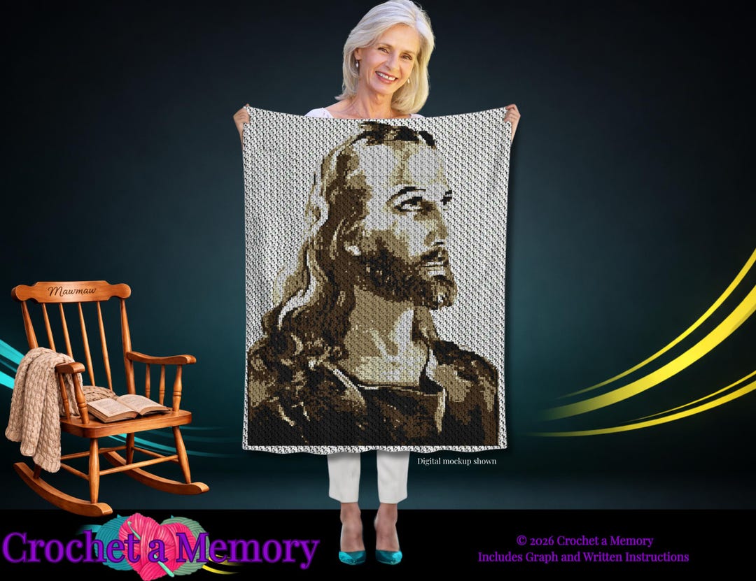 Head of Christ Crochet Graph Pattern, Religious Crochet Blanket Pattern ...