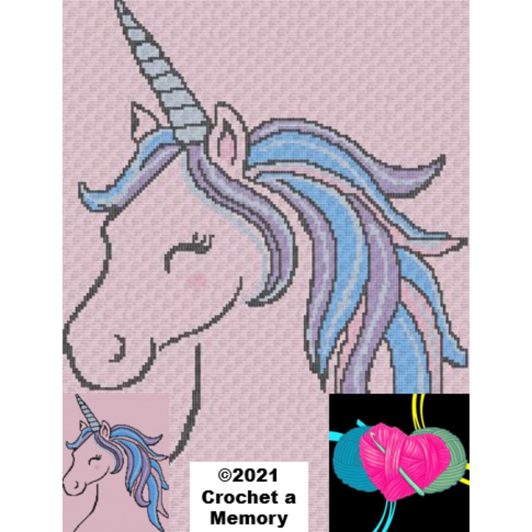 C2C UNICORN GRAPHGAN PATTERN Crochet Unicorn Blanket Pattern Girls ...
