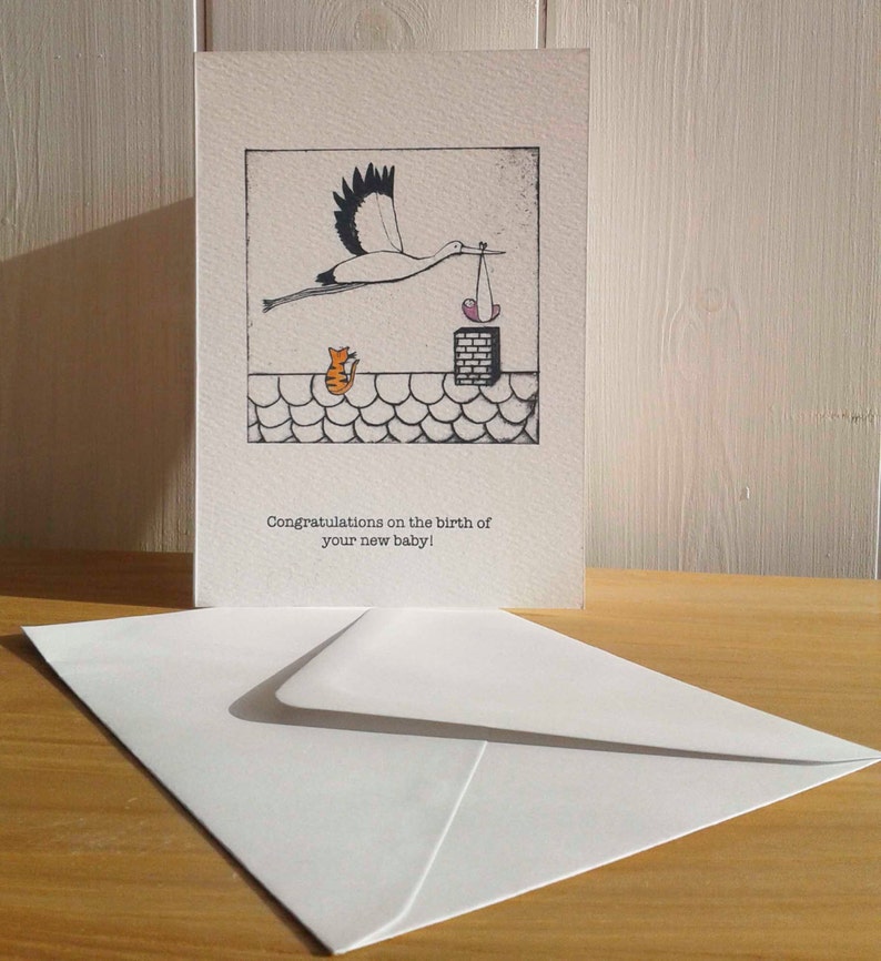 A Sweet Greetings Card of a Stork Delivering a New Baby - Etsy