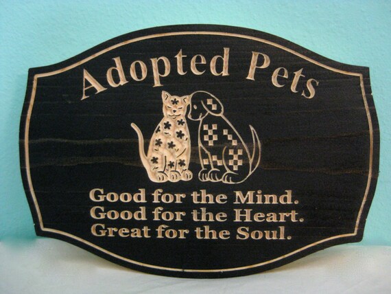 Items similar to Adopted Pet Sign Rescue ShelterSign Dog Cat Animal ...