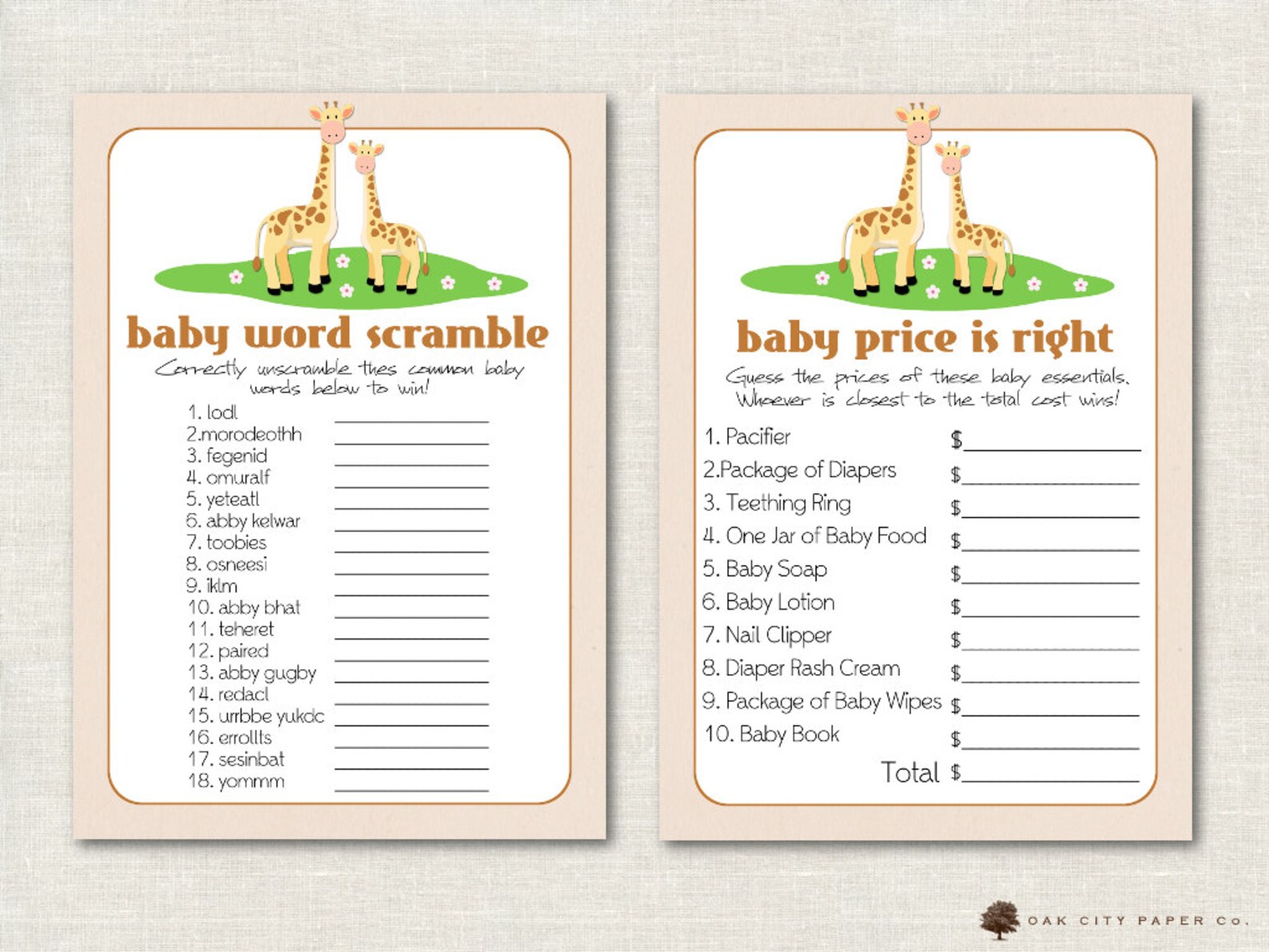 Giraffe Baby Shower Games - Baby Shower Games, Giraffe Shower Games ...