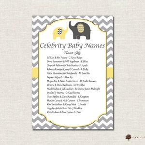 Celebrity Baby Shower Game - Elephant Celebrity Baby Name Game ...