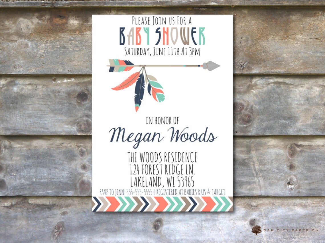 Tribal Baby Shower Invitation Aztec Baby Shower Invitation - Etsy