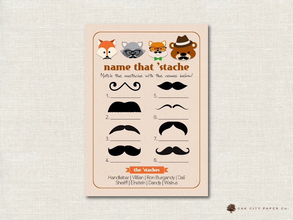 Mustache Baby Shower Games Mustache Shower Game Mustache - Etsy