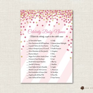 Pink and Gold Celebrity Baby Shower Game - Pink and Gold Celebrity Baby ...