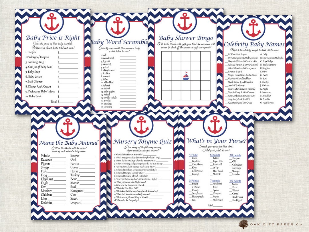 Nautical Baby Shower Games - Nautical Shower Games, Beach Baby Shower ...