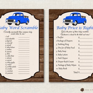 Vintage Truck Baby Shower Games - Truck Shower Games, Pick-up Baby ...