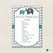 Elephant Nursery Rhyme Quiz Baby Shower Game - Teal Elephant Nursery ...