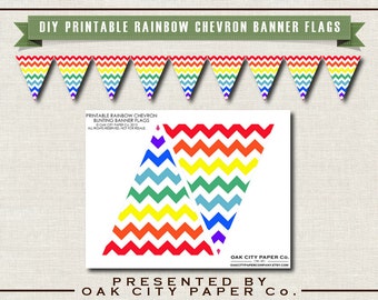 Printable Chevron Flag Banner Bunting Rainbow Color INSTANT | Etsy
