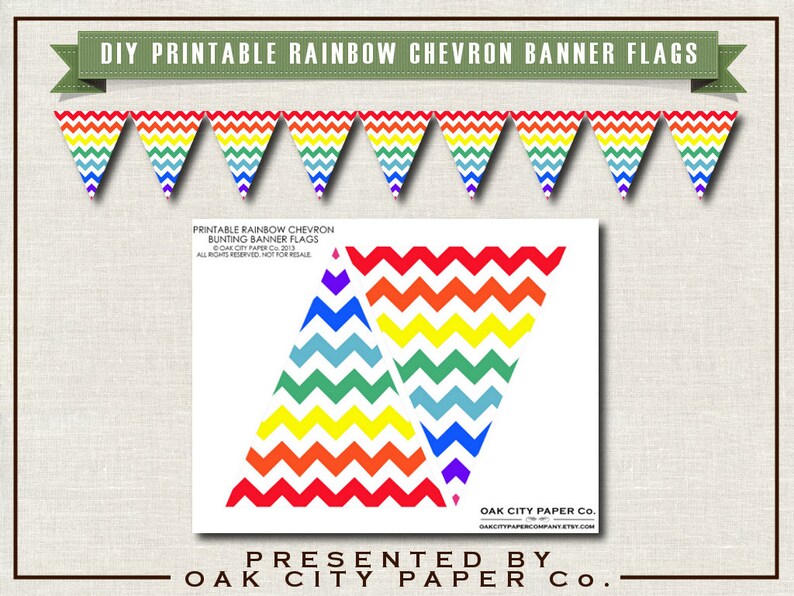 Printable Chevron Flag Banner Bunting Rainbow Color Multi-colored ...