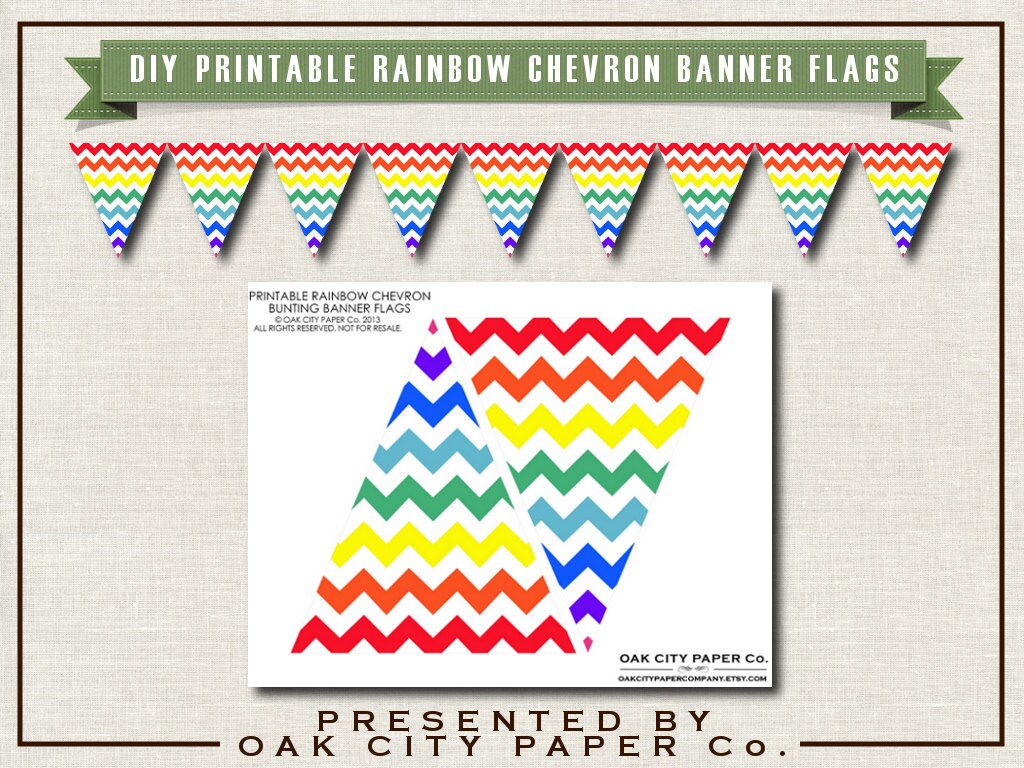 Printable Chevron Flag Banner Bunting Rainbow Color Multi-colored ...