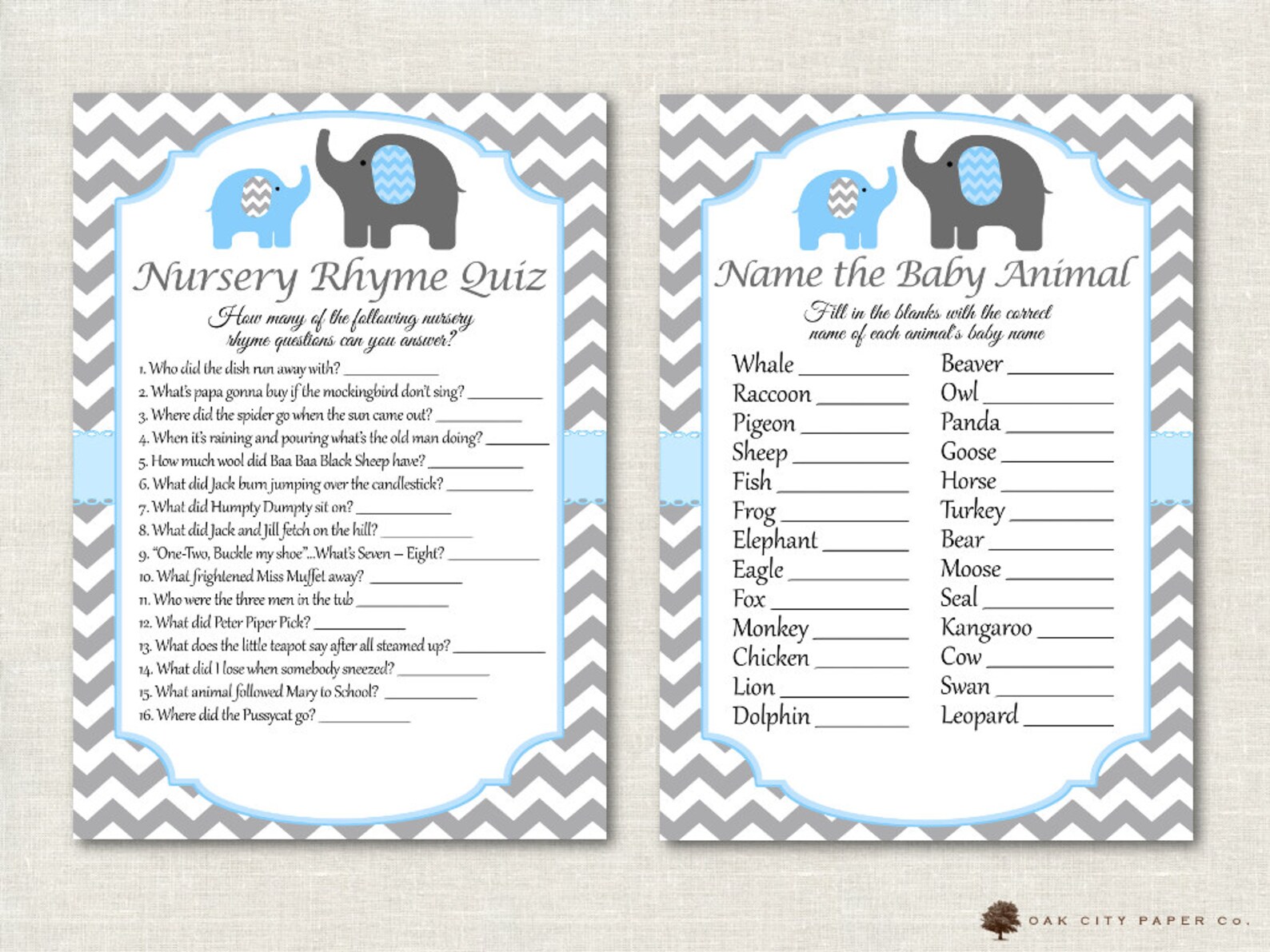 Blue Baby Shower Games Elephant Baby Shower Games Blue - Etsy