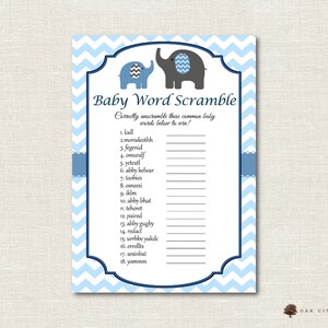 Baby Shower Word Scramble - Baby Blue, Baby Shower Baby Word Scramble ...