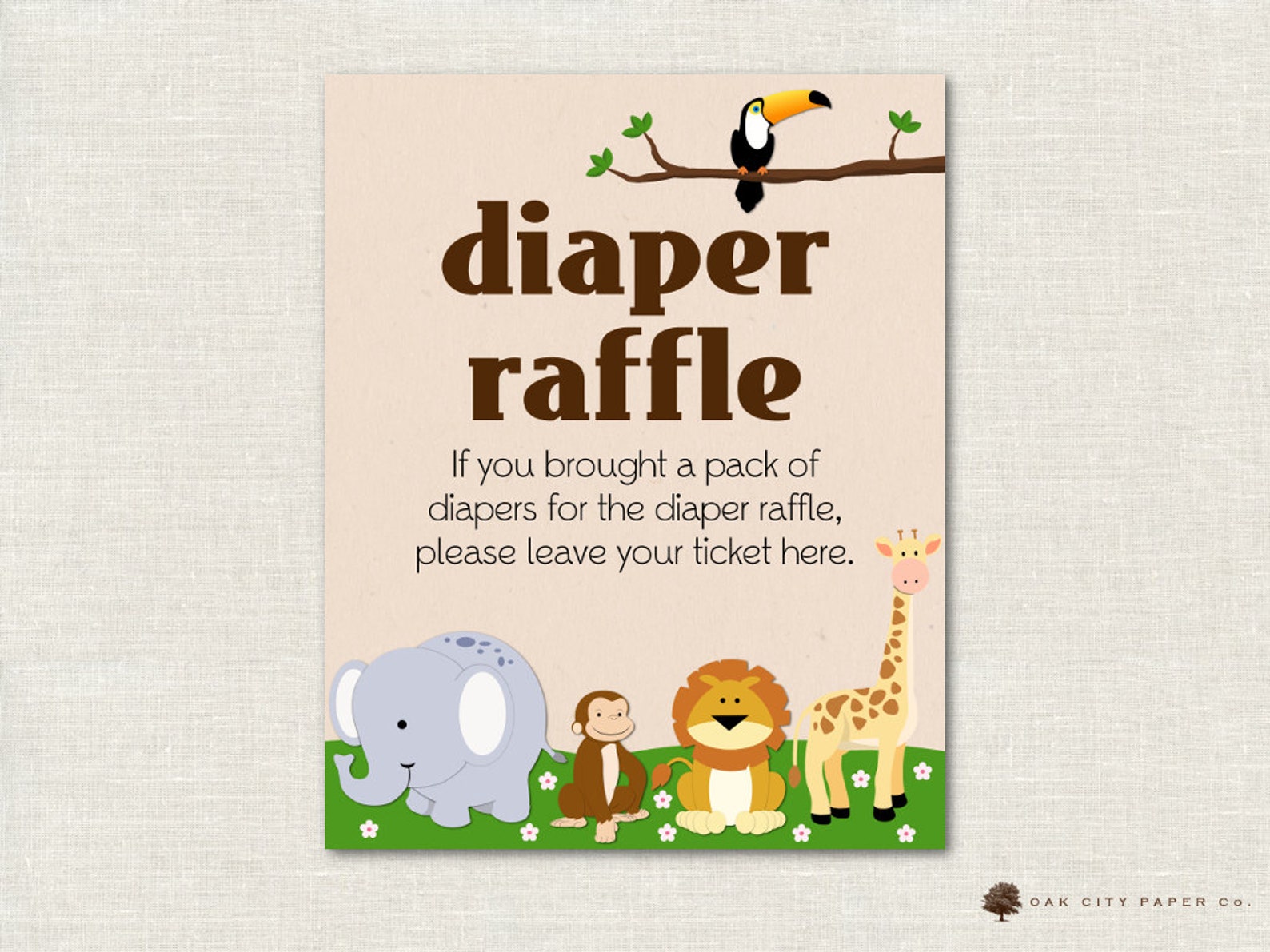 Safari Animal Diaper Raffle Diaper Raffle Ticket Diaper | Etsy