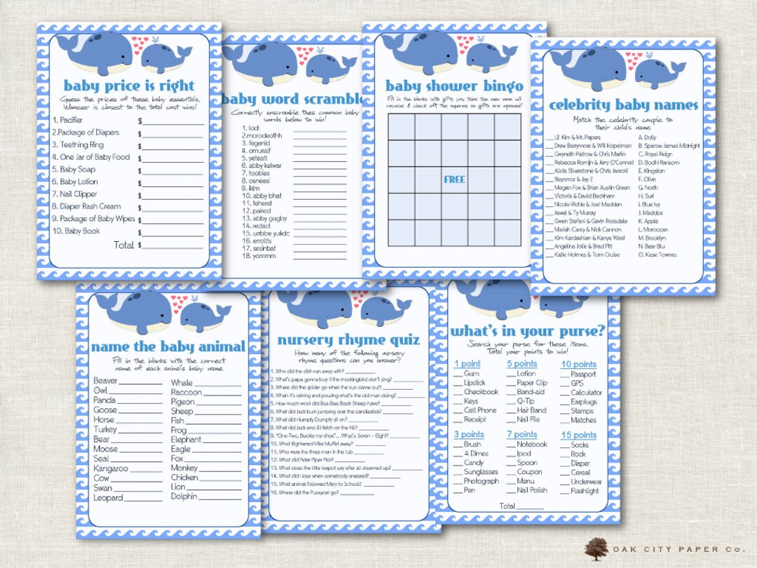 Whale Baby Shower Games - Baby Shower Games, Whale Shower Games ...