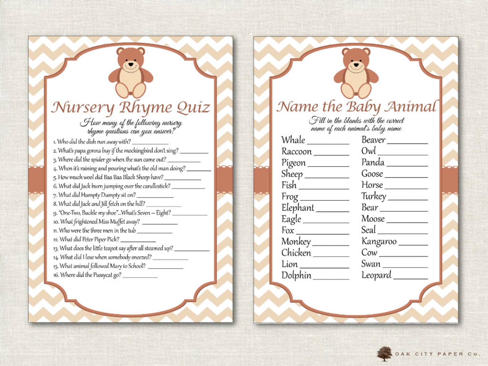 Teddy Bear Baby Shower Games Teddy Bear Baby Shower Games | Etsy