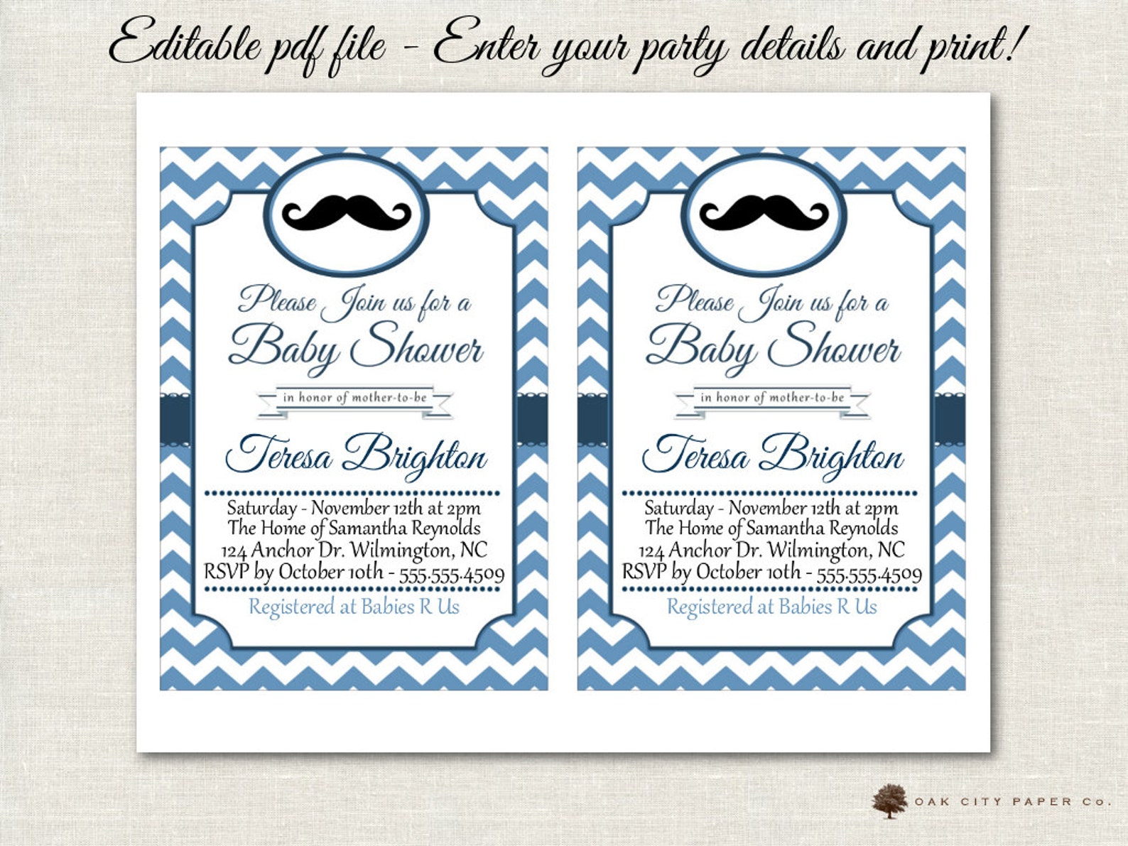 Mustache Baby Shower Invitation Baby Shower Invitation - Etsy