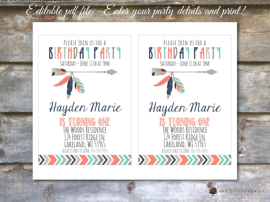 Tribal Birthday Party Invitation Aztec Birthday Party - Etsy