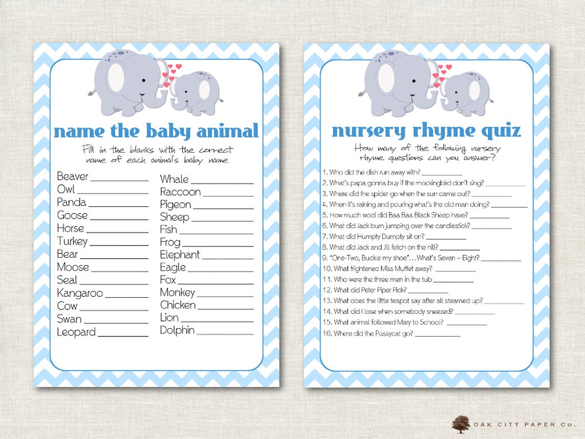 Elephant Baby Shower Games Baby Shower Games Elephant Baby | Etsy