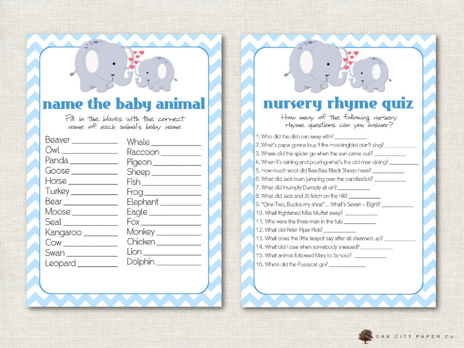 Elephant Baby Shower Games Baby Shower Games Elephant Baby | Etsy
