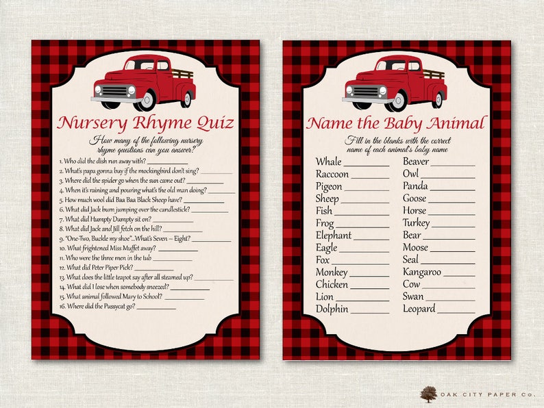 Vintage Truck Baby Shower Games - Truck Shower Games, Pick-up Baby ...
