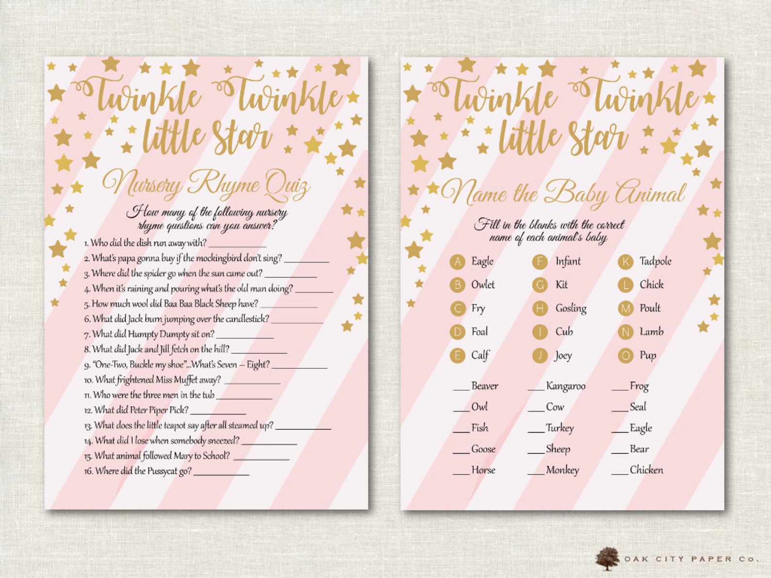 Twinkle Twinkle Little Star Baby Shower Games Twinkle | Etsy