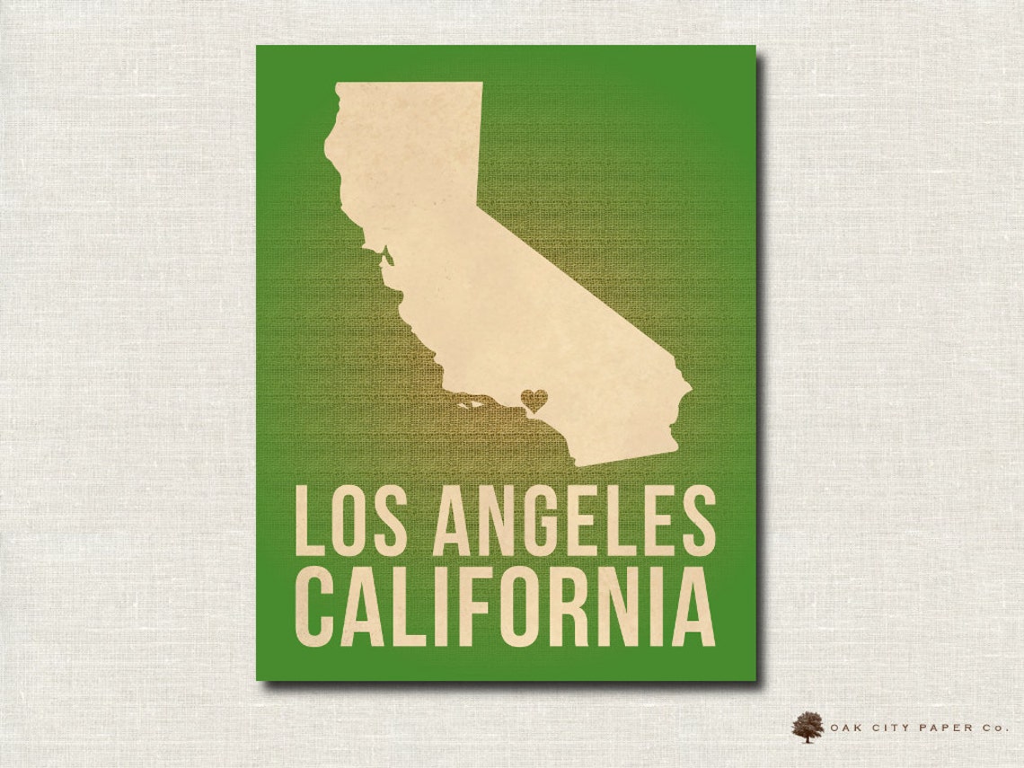 Los Angeles Print Map of California Love Home Heart Multiple - Etsy
