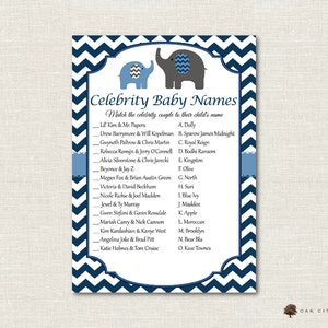 Celebrity Baby Shower Game - Elephant Celebrity Baby Name Game ...