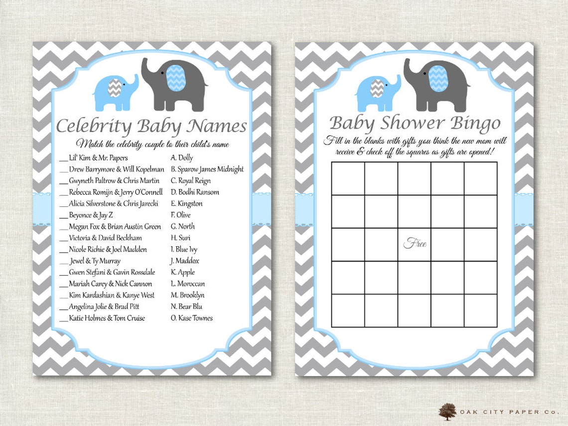 Blue Baby Shower Games Elephant Baby Shower Games Blue - Etsy
