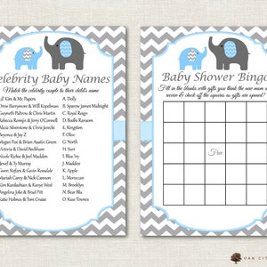 Blue Baby Shower Games - Elephant Baby Shower Games, Blue Elephant Baby ...