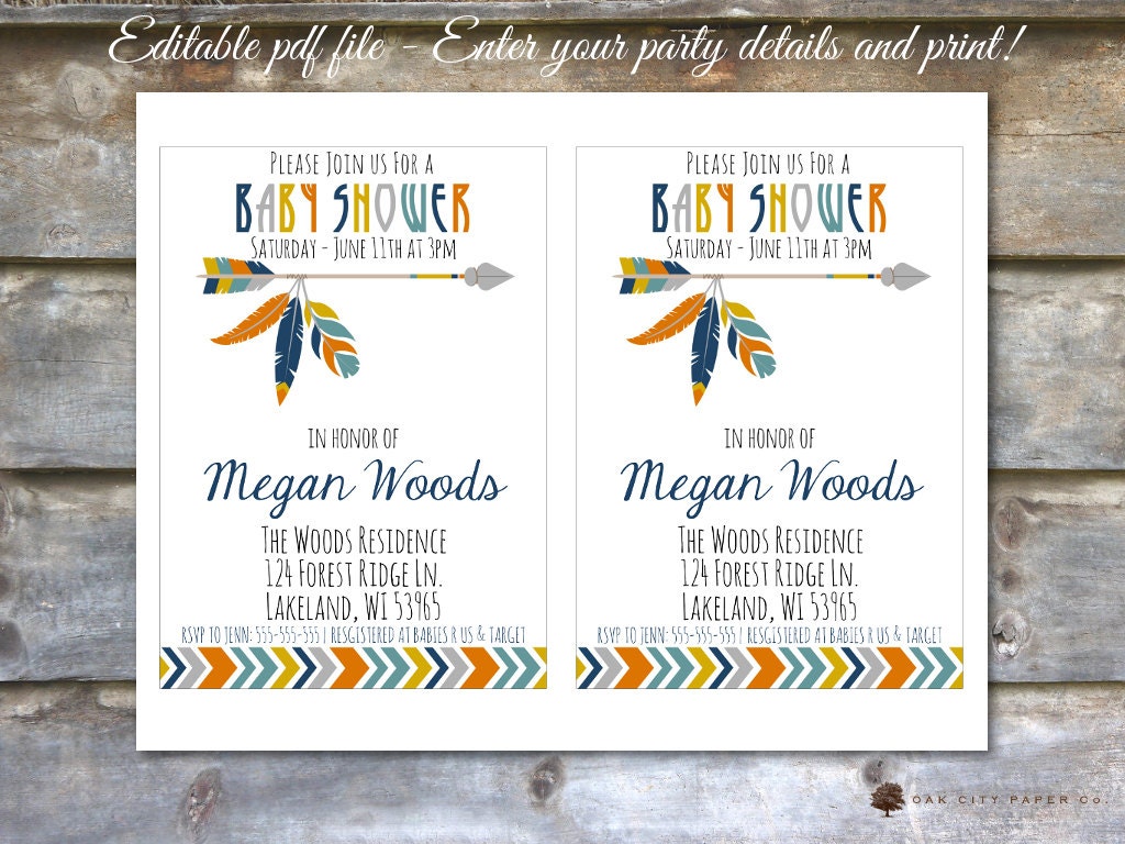 Tribal Baby Shower Invitation Aztec Baby Shower Invitation - Etsy