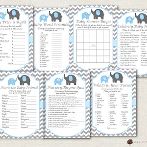Blue Baby Shower Games - Elephant Baby Shower Games, Blue Elephant Baby ...