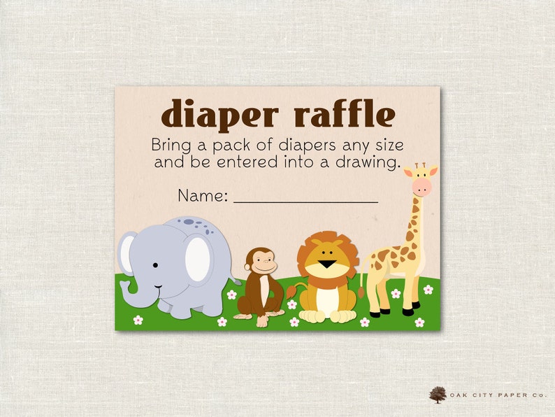 Safari Animal Diaper Raffle Diaper Raffle Ticket Diaper - Etsy