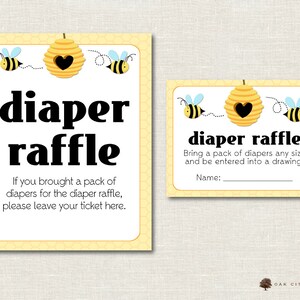 Honey Bee Diaper Raffle, Diaper Raffle Ticket, Diaper Raffle Sign ...