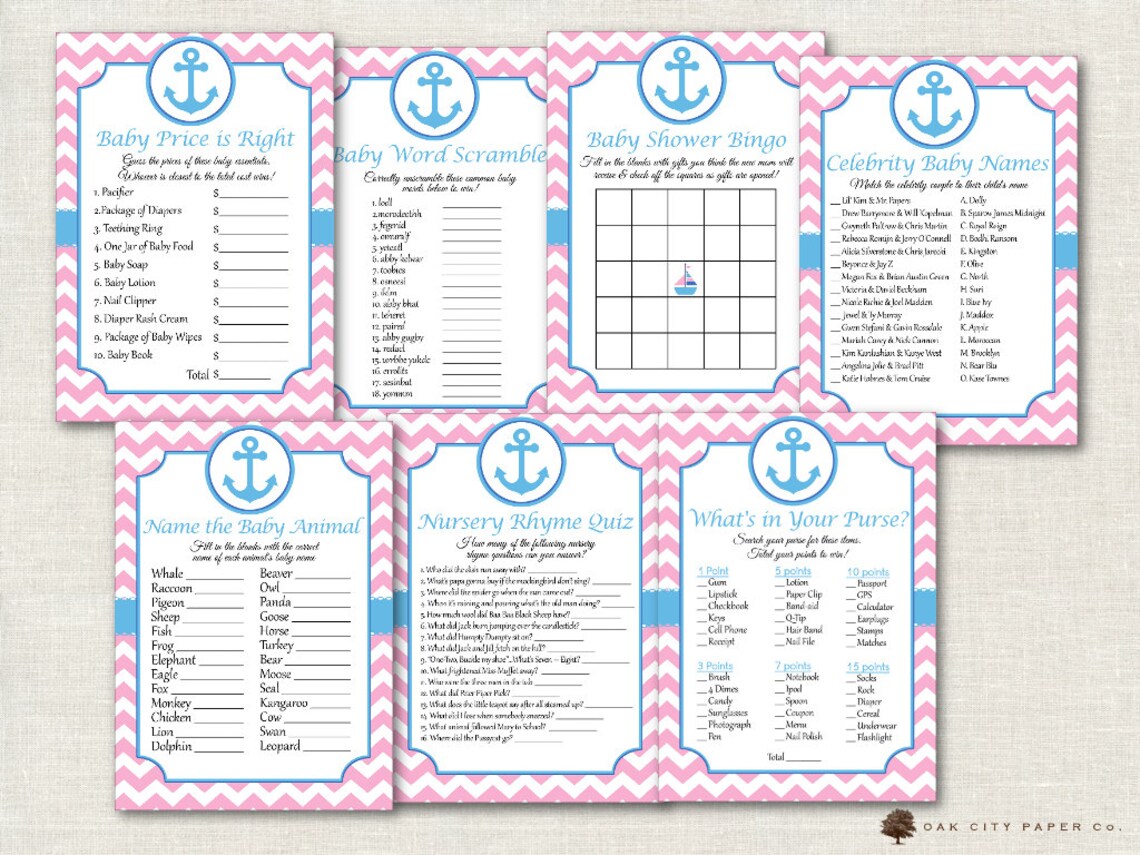 Nautical Baby Shower Games Nautical Shower Games Beach Baby | Etsy
