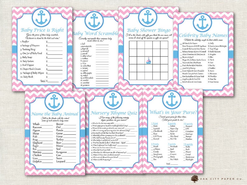 Nautical Baby Shower Games Nautical Shower Games Beach Baby | Etsy