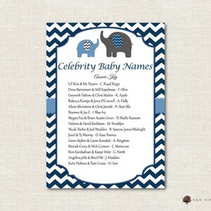 Celebrity Baby Shower Game - Elephant Celebrity Baby Name Game ...