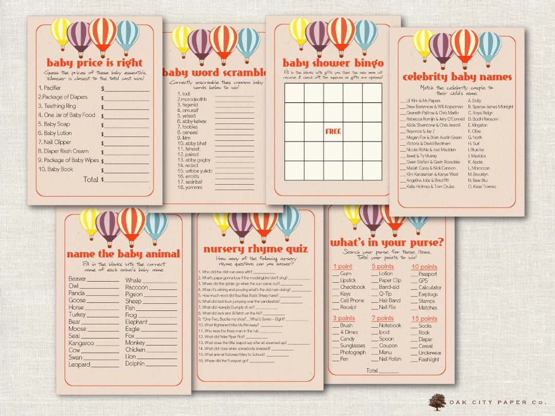 Hot Air Balloon Shower Games, Balloon Baby Shower Games, Hot Air ...