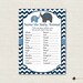 Elephant Name the Baby Animal Baby Shower Game - Blue Elephant Shower ...