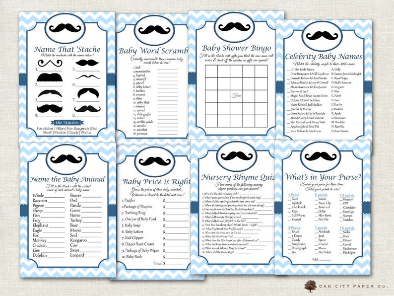 Mustache Baby Shower Games - Mustache Shower Game, Mustache Game ...