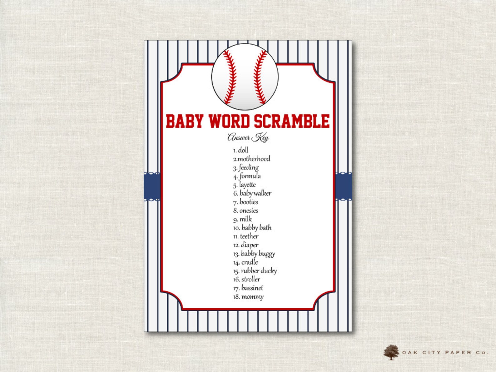 Baseball Baby Shower Word Scramble Baseball Word Scramble | Etsy
