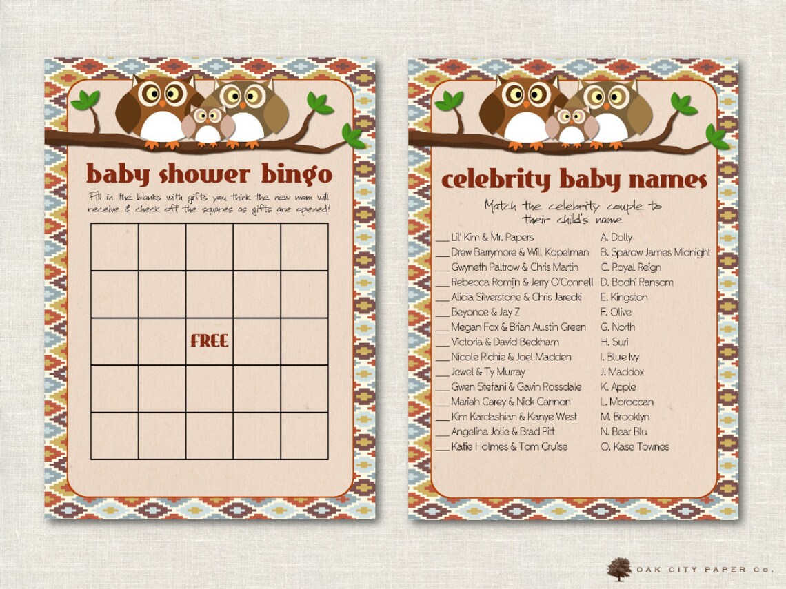 Owl Baby Shower Games Package Baby Shower Games Owl Shower | Etsy