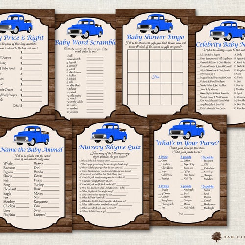 Vintage Truck Baby Shower Games Truck Shower Games Pick-up - Etsy