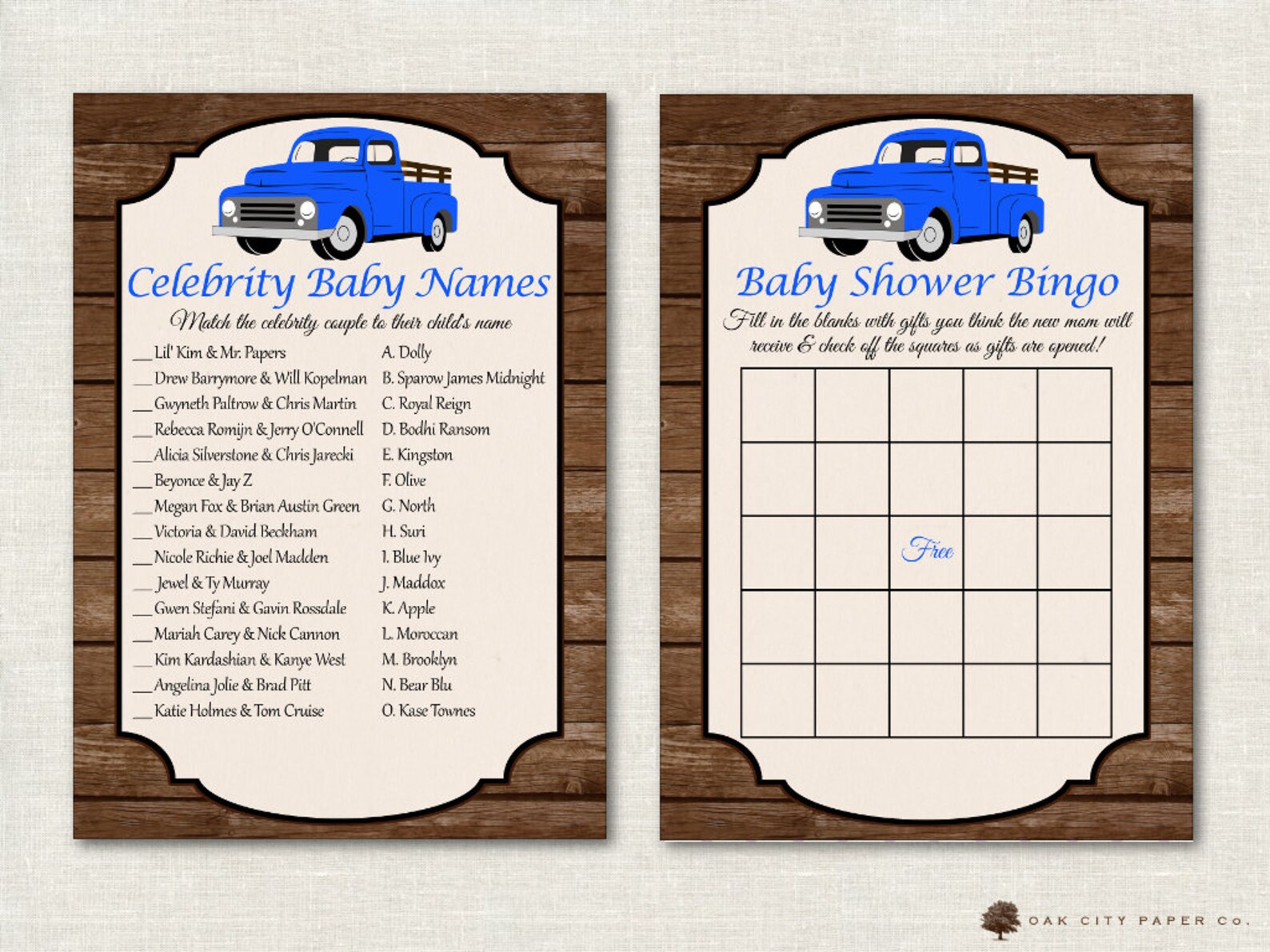Vintage Truck Baby Shower Games Truck Shower Games Pick-up - Etsy