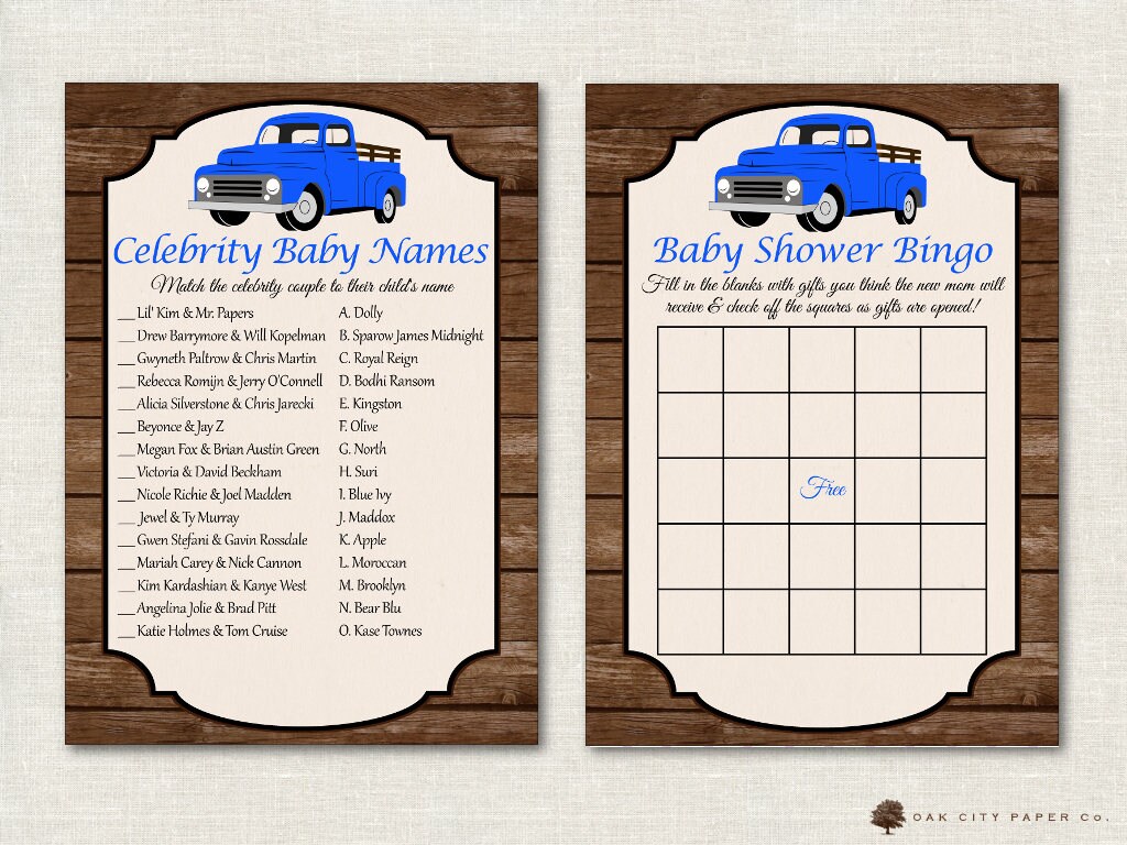 Vintage Truck Baby Shower Games - Truck Shower Games, Pick-up Baby ...