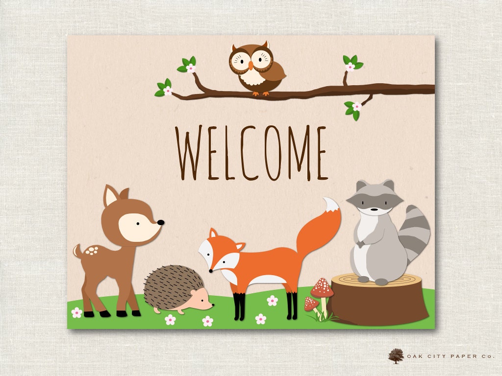 Woodland Animal Baby Shower Welcome Sign Baby Shower Welcome | Etsy