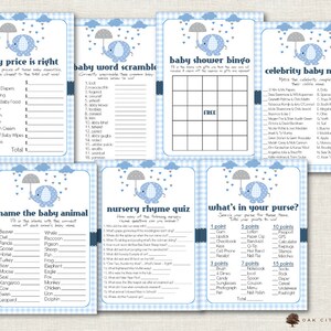 Blue Baby Shower Games - Elephant Baby Shower Games, Elephant Umbrella ...