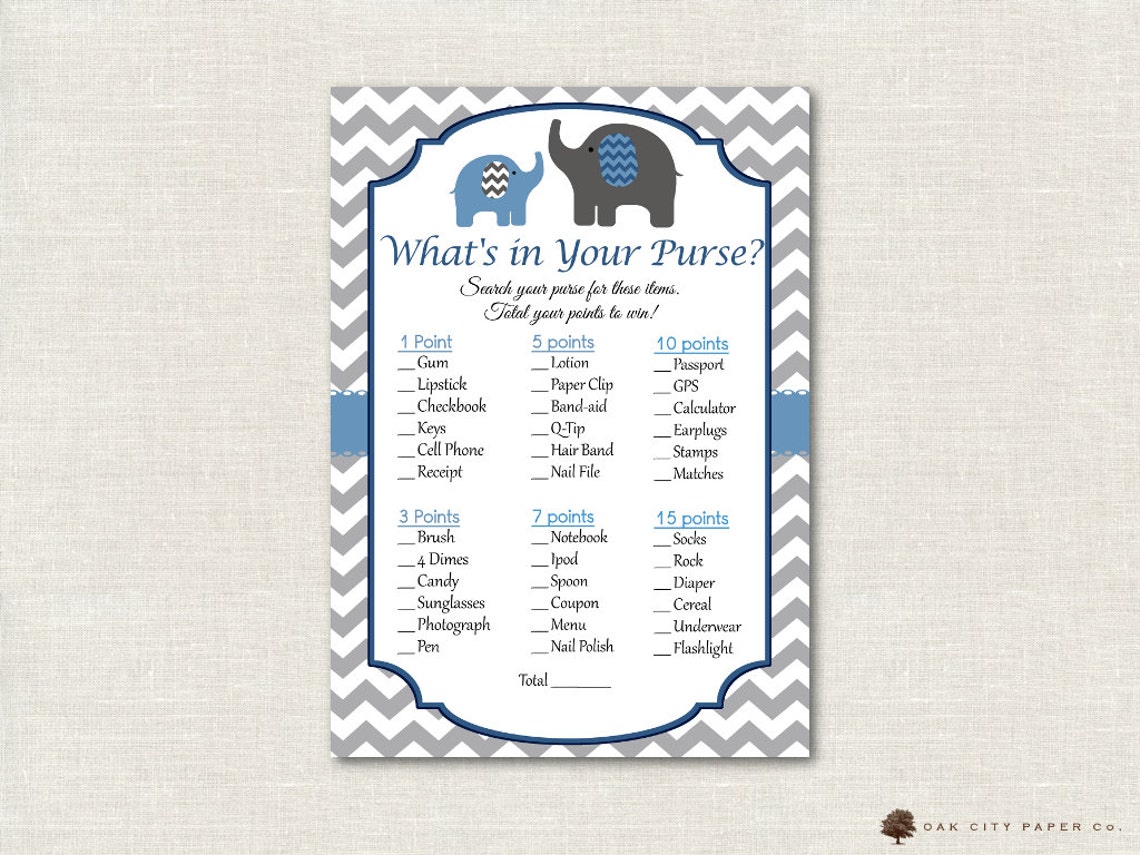 Elephant Baby Shower Games Baby Shower Games Blue Elephant | Etsy