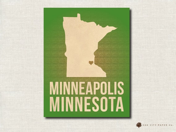 Minneapolis Map of Minnesota Love Home Heart Print Multiple | Etsy