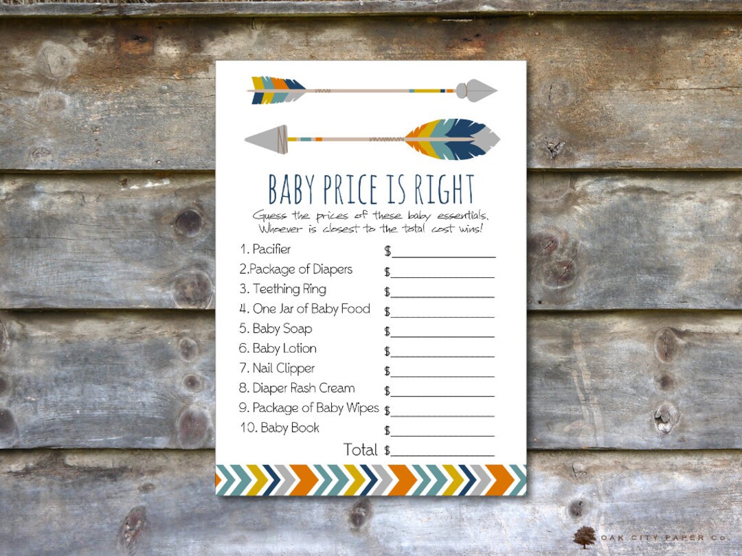 Tribal Price is Right Baby Shower Game Tribal Baby Shower - Etsy